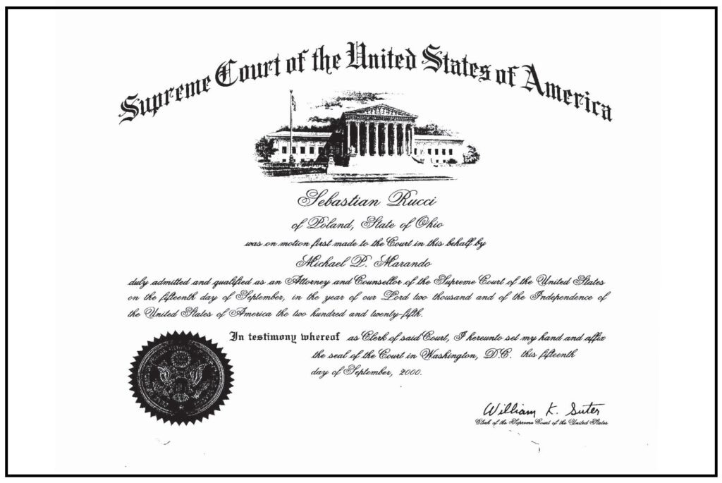 Bar Certificates - The Law Office of Sebastian Rucci